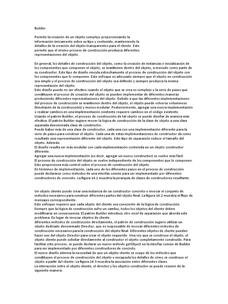 Builder | PDF | Objeto (informática) | Constructor (Programación ... Builder | PDF | Objeto (informática) | Constructor (Programación ...