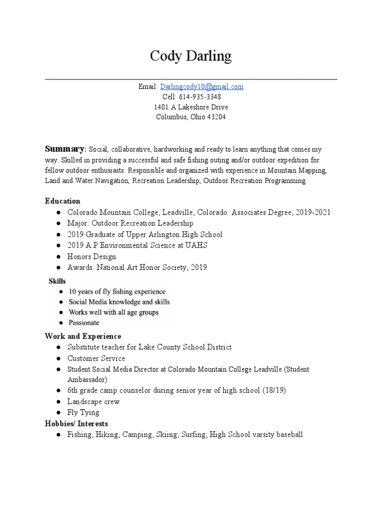 Cody Darling 1 | PDF | Career & Growth