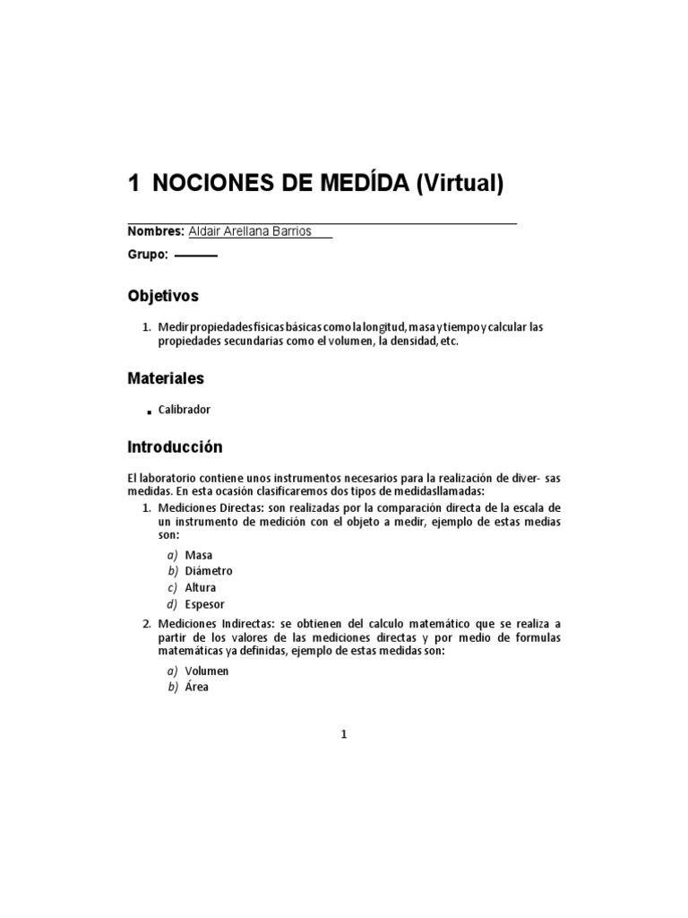 Medicion Directa | Descargar gratis PDF | Medición | Metrología