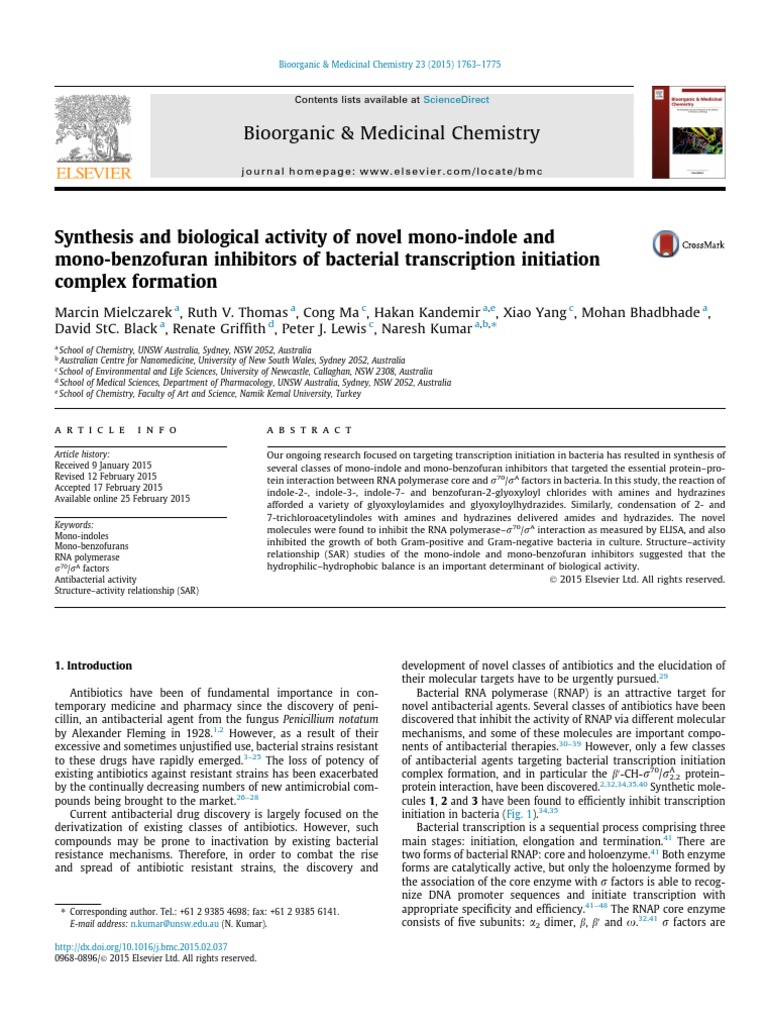 Bioorganic & Medicinal Chemistry | PDF | Bacteria | Biotechnology
