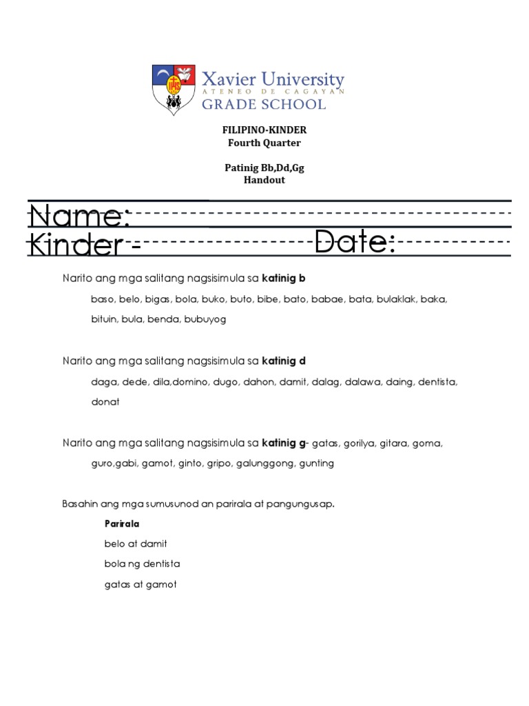 Handout - 3 - Katinig BB, DD, GG | PDF