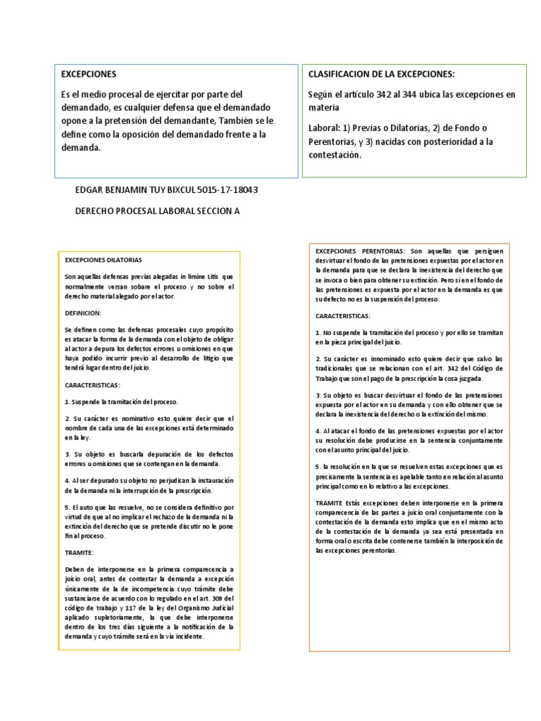 Excepciones Dilatorias y Perentorias | PDF | Demanda judicial ...