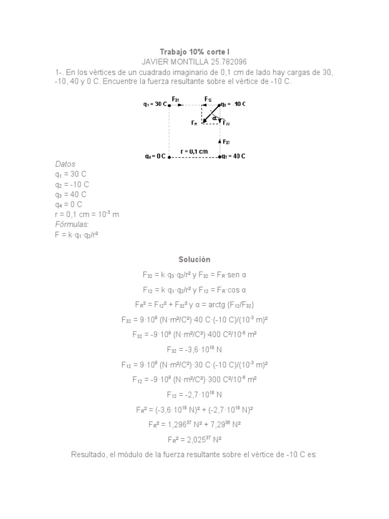 Fuerzas entre cargas eléctricas | PDF | Fuerza | Vector Euclidiano