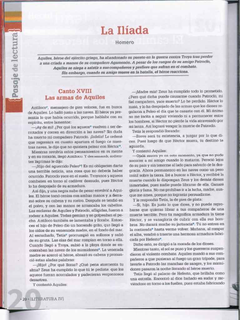 HOMERO - La Ilíada (Fragmento) | PDF