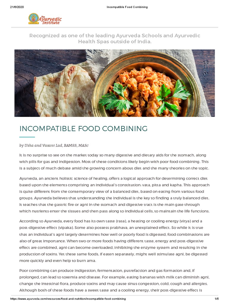 Incompatible Food Combining | PDF | Digestion | Ayurveda