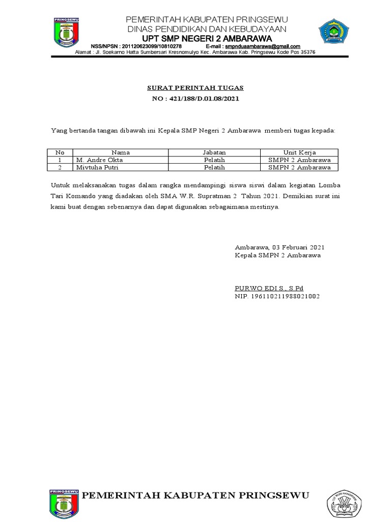 Surat Perintah Tugas PBB | PDF