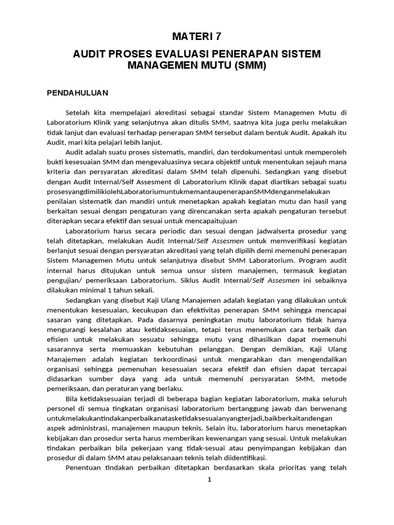 Audit SMM Laboratorium Klinik | PDF