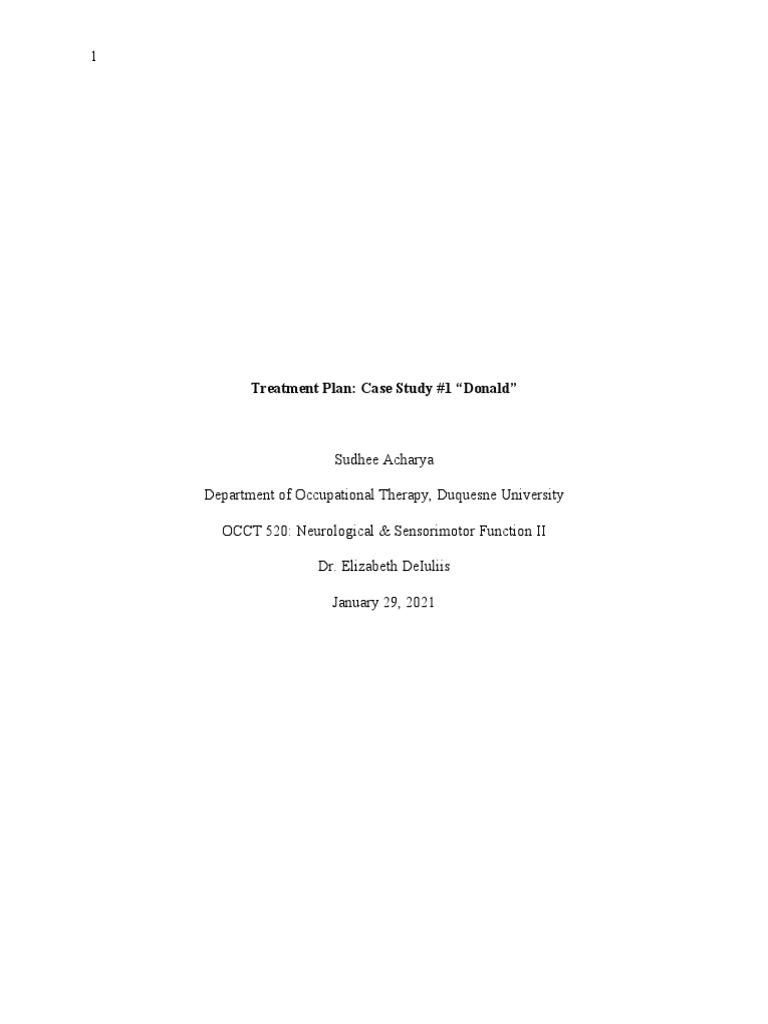 Treatment Plan: Case Study #1 "Donald" | PDF | Anatomical Terms Of ...