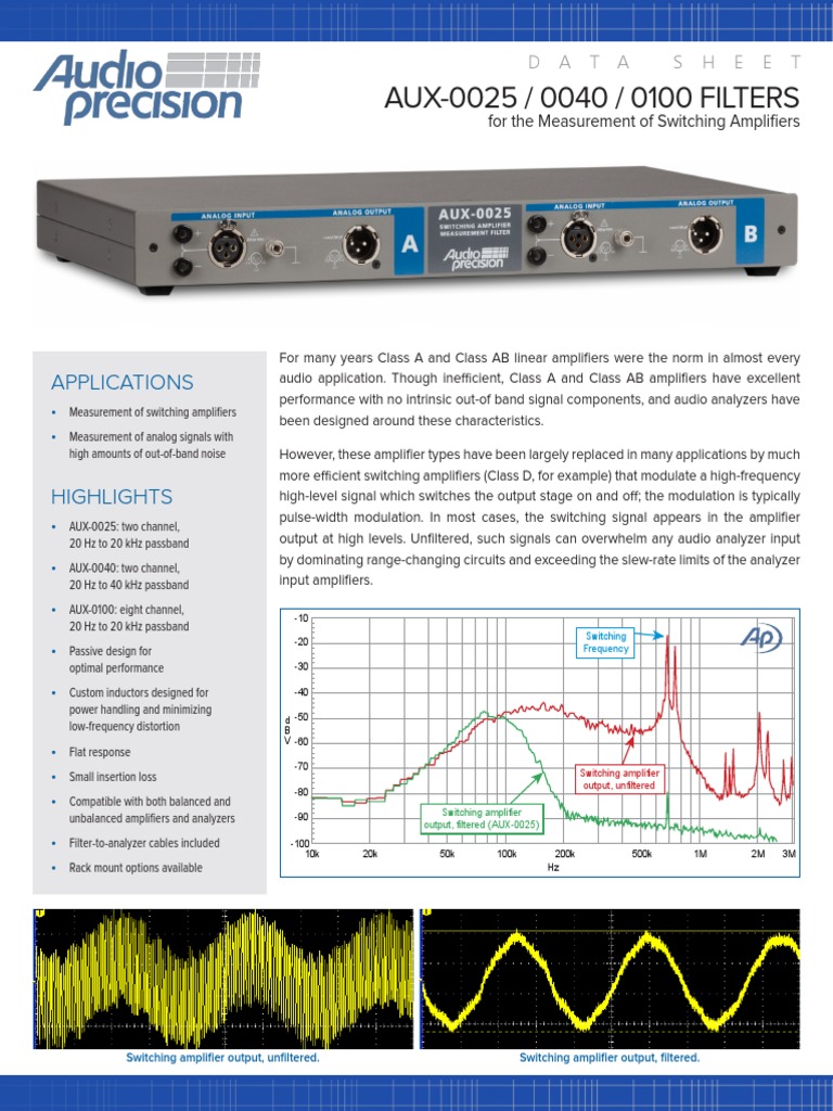 1.AUX Filters Data Sheet | PDF | Amplifier | Electronic Filter