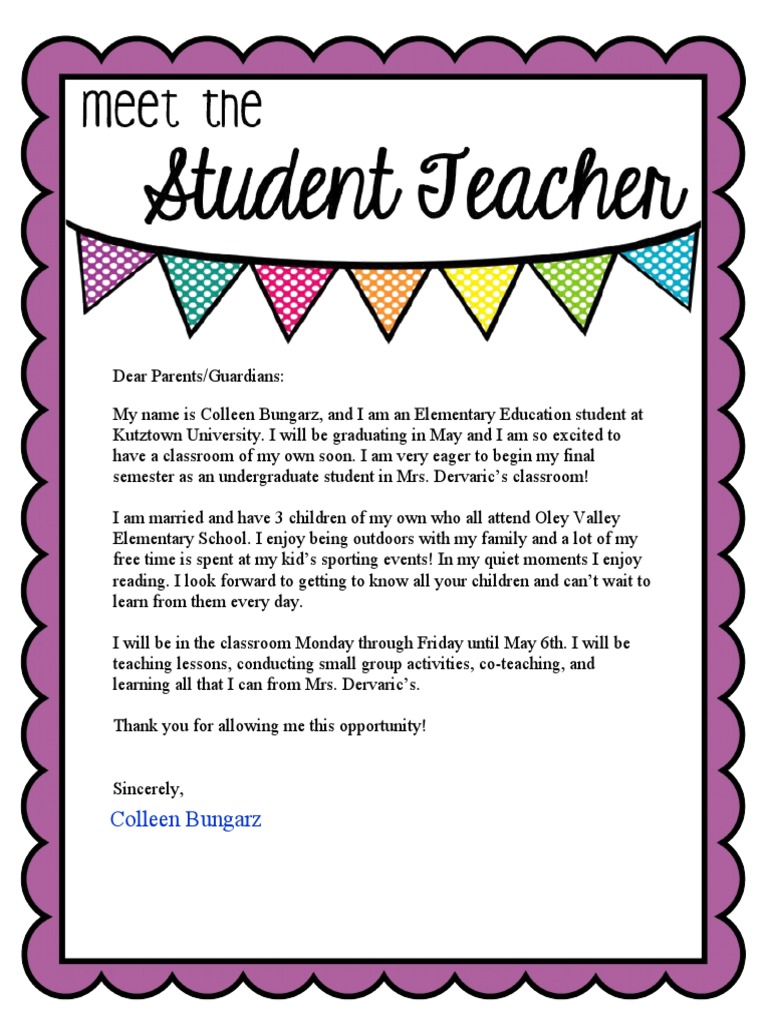 Student Teacher Letter | PDF