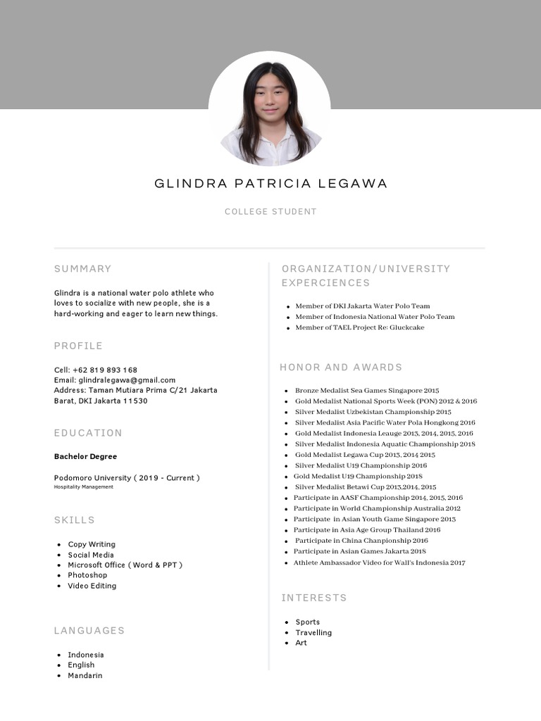 Glindra Patricia Legawa: Athlete Profile | PDF | Jakarta | Sports