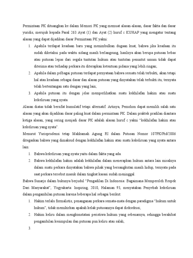 Contoh Memori PK Kekhilafan Hakim | PDF