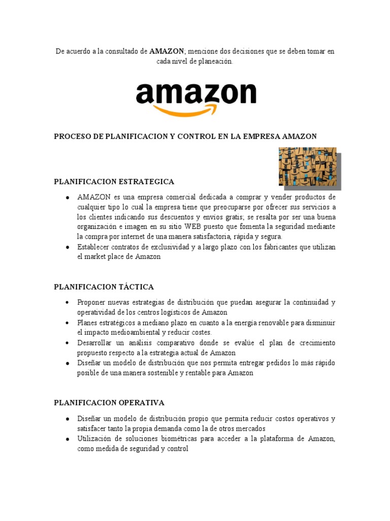 Estrategias de Planificación en Amazon | PDF