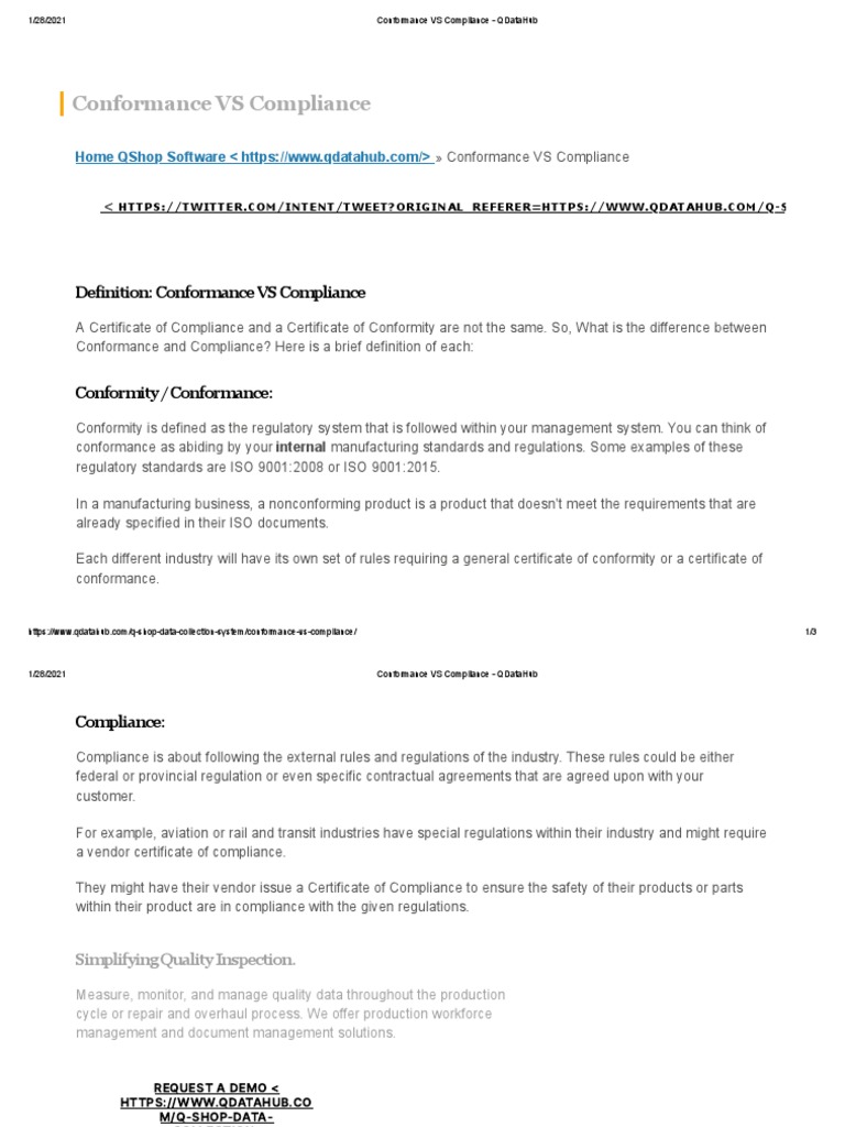 Conformance VS Compliance - QDataHub | PDF | Regulatory Compliance ...