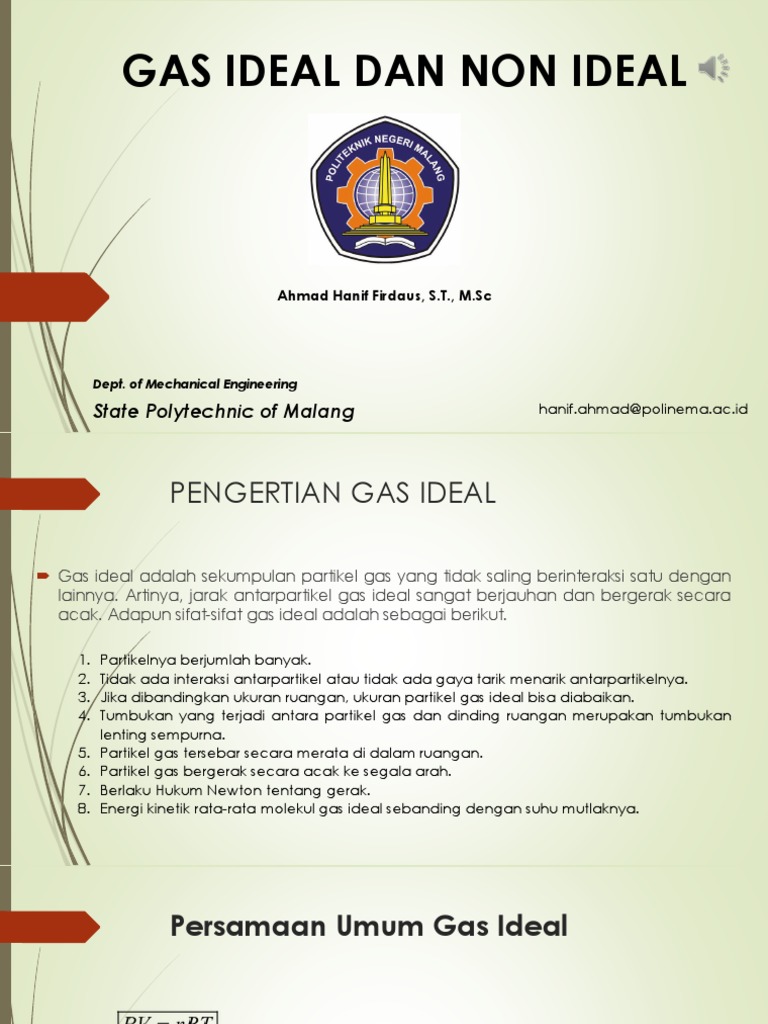Gas Ideal Dan Non Ideal (Hanif) | PDF