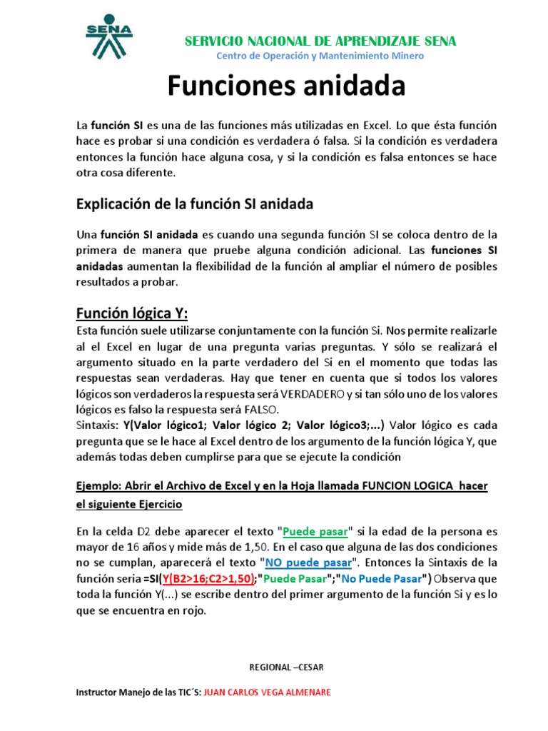 Guia Función Si Anidadas | PDF | Microsoft Excel | Precios