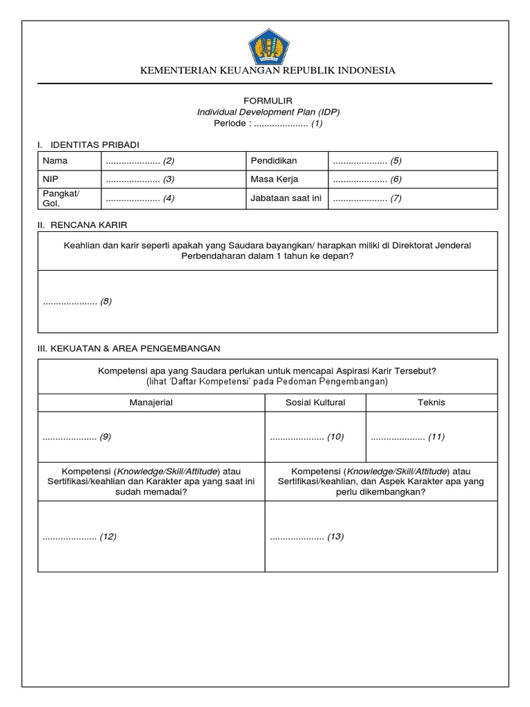 Form IDP Dan Panduan Untuk Assessment | PDF