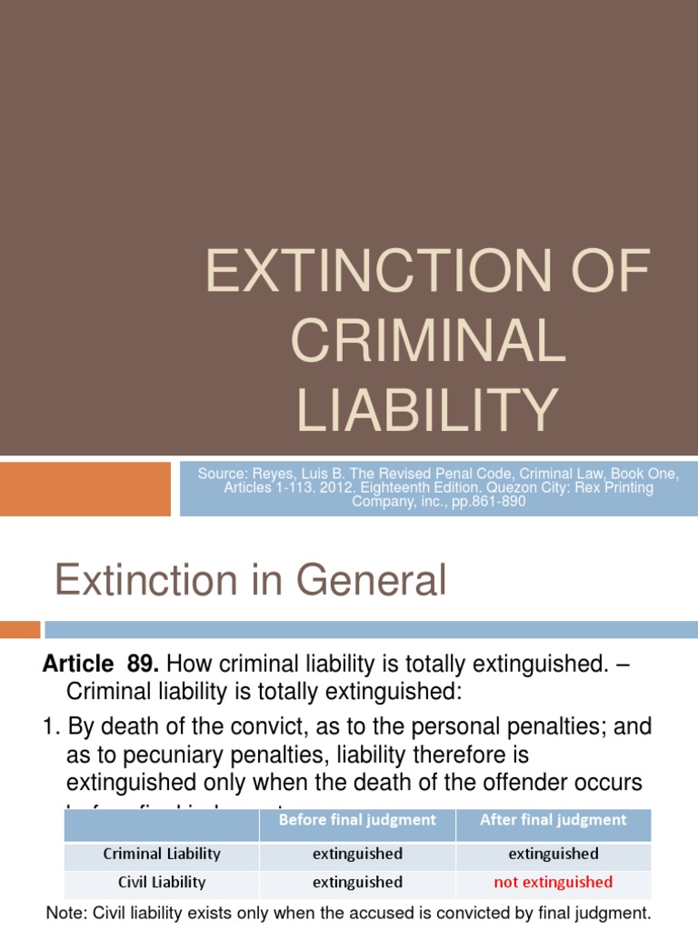 Extinction of Criminal Liability Explained | PDF | Pardon | Statute Of ...