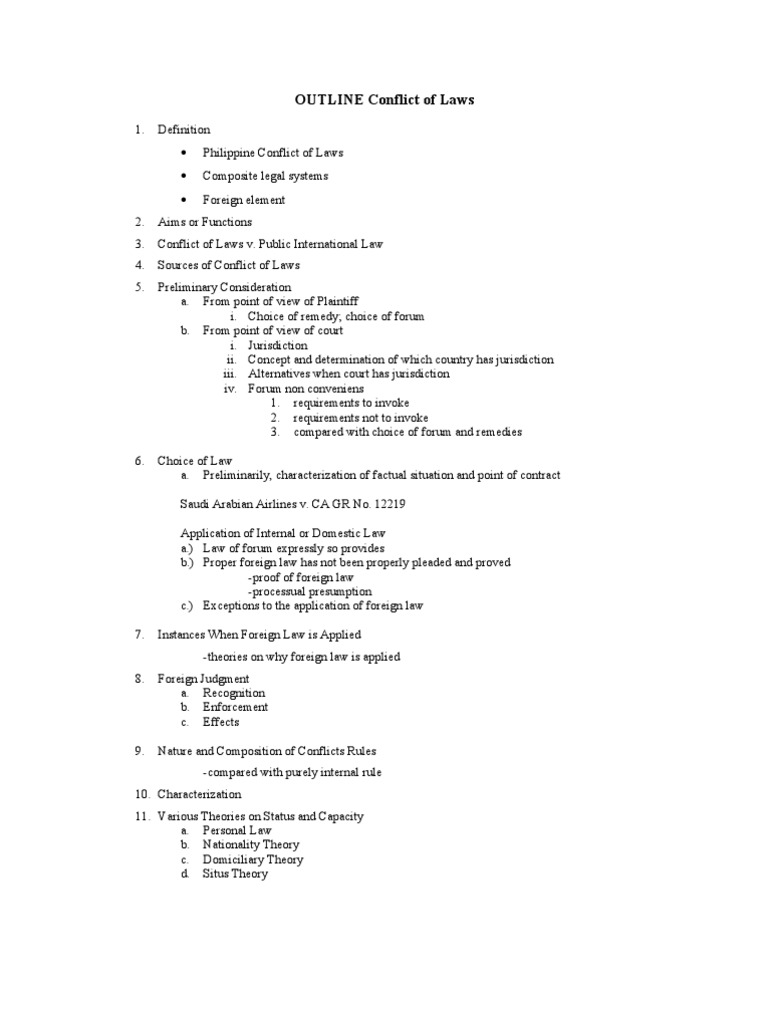 OUTLINE Conflict of Laws | PDF
