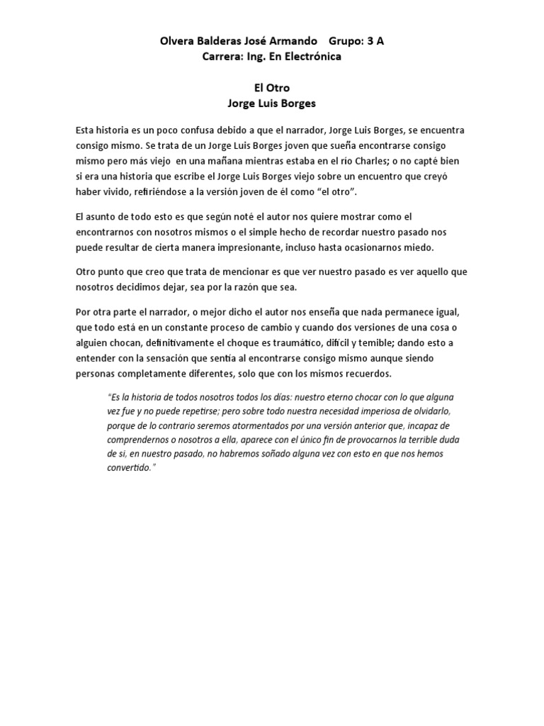 El Otro - Jorge Luis Borges | PDF