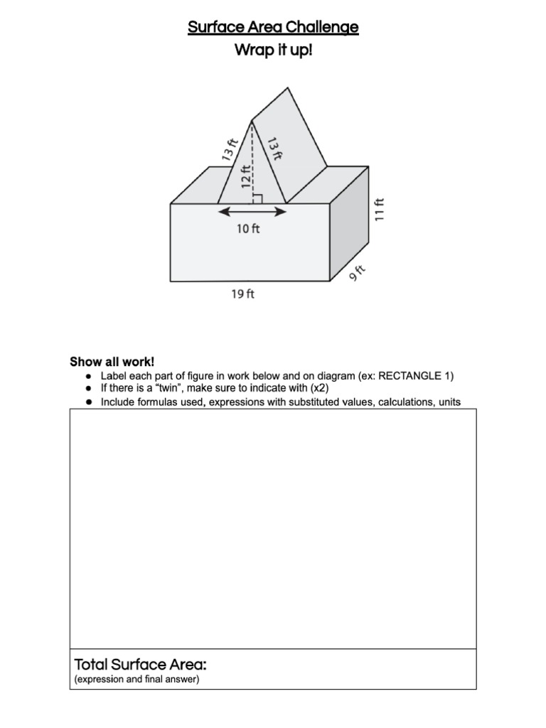 Surface Area Challenge | PDF