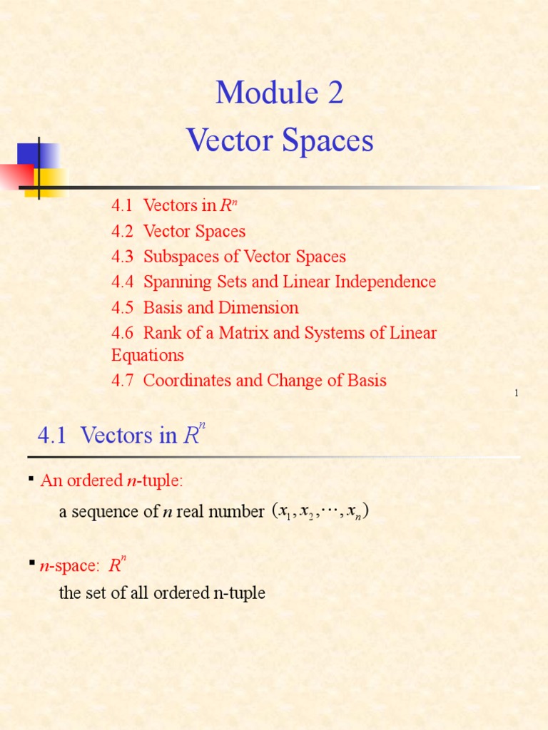 Vectorspace 2 | PDF | Linear Subspace | Basis (Linear Algebra)