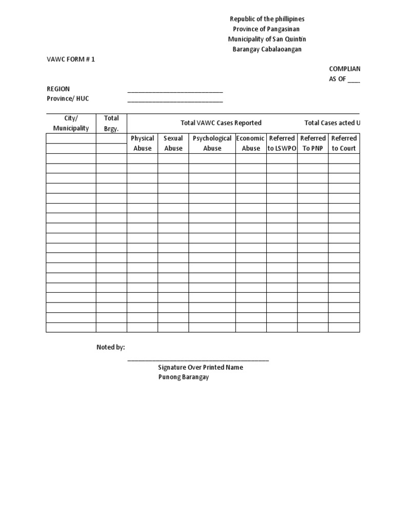 Vawc Form #1 | PDF