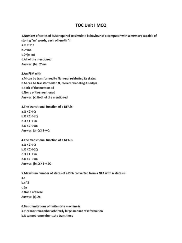 Toc MCQ | PDF | Theoretical Computer Science | Formalism (Deductive) Toc MCQ | PDF | Theoretical Computer Science | Formalism (Deductive)