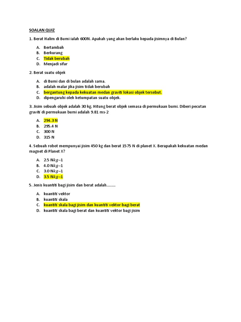 Soalan Quiz | PDF