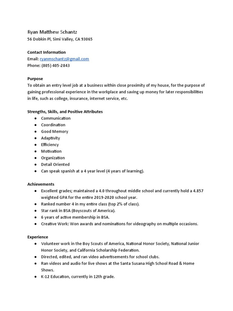 Ryan Matthew Schantz: Contact Information | PDF | Boy Scouts Of America ...