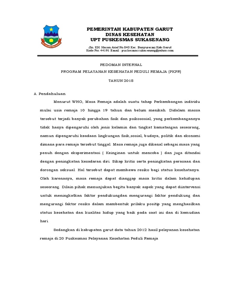 PKPR Remaja di Puskesmas Sukasenang | PDF