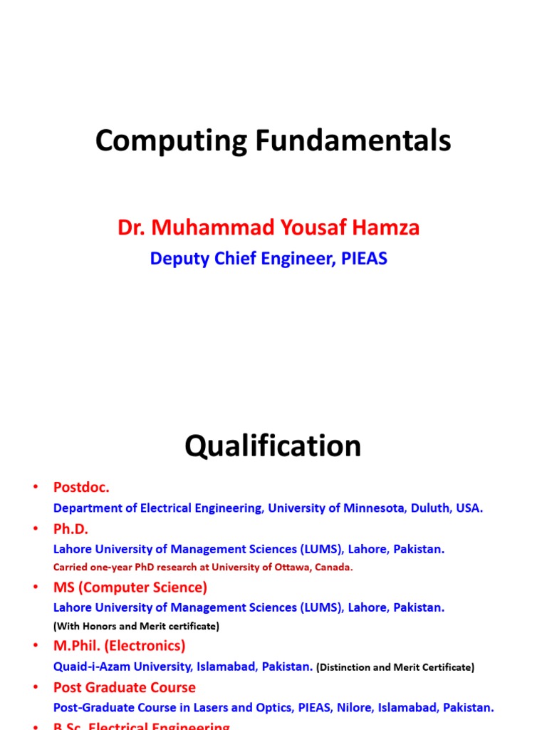 Computing Fundamentals: Dr. Muhammad Yousaf Hamza | PDF | Bracket | Parameter (Computer Programming)