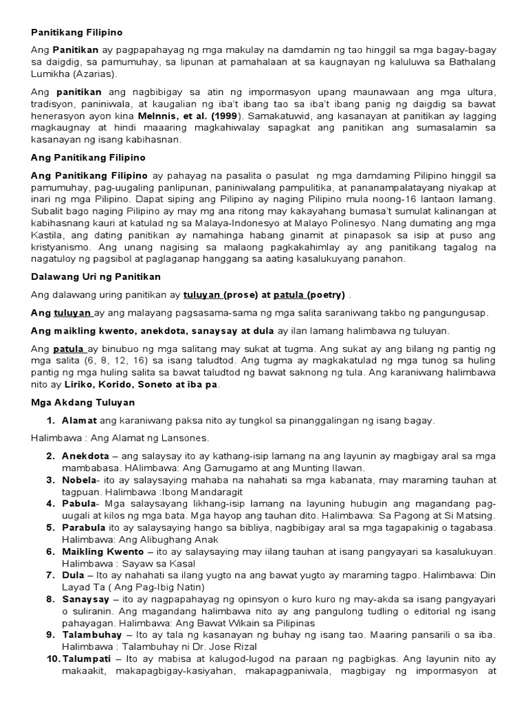 Panitikang Filipino | PDF