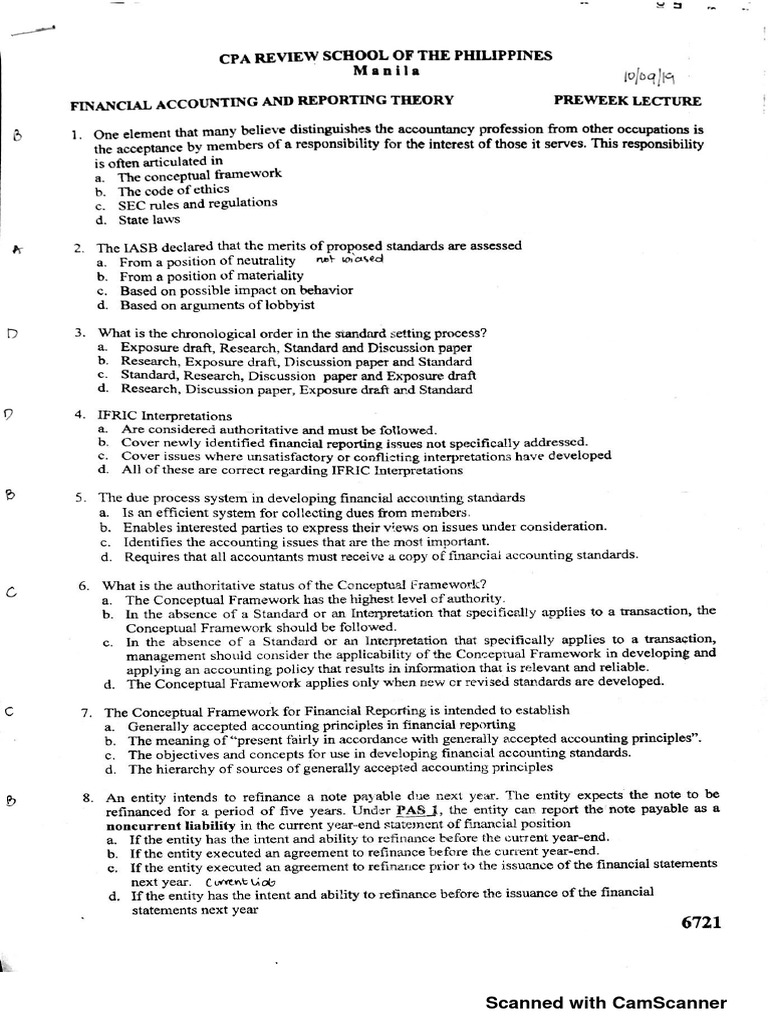 CPAR B86 Preweek - FAR Theories 1 | PDF