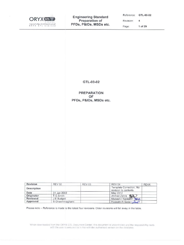 GTL-03-02 Rev 04 Preparation of PFD, PIDs Etc | PDF | Pipe (Fluid ...