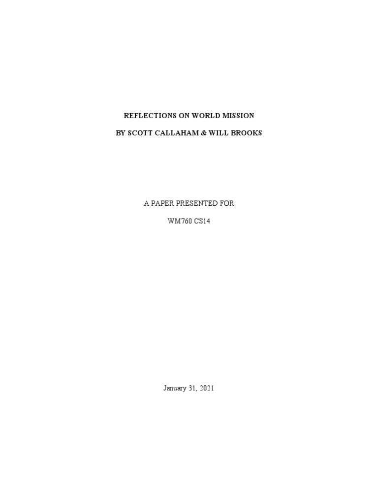 World Mission Paper | PDF | Baptism | Bible