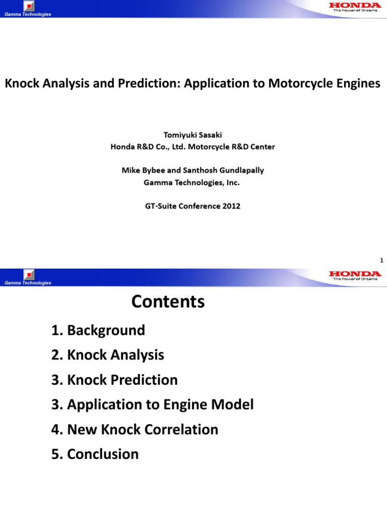 Knock Analysis and Prediction: Application To Motorcycle Engines | PDF ...
