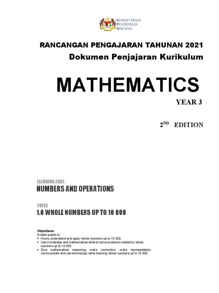 03 RPT 2021 DSKP KSSR Semakan 2017 Mathematics Year 3 v4 | PDF ...