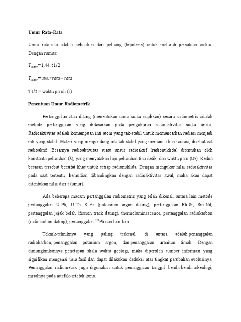 Umur Rata Dan Penentuan Umur Radiometrik | PDF | Sains & Matematika