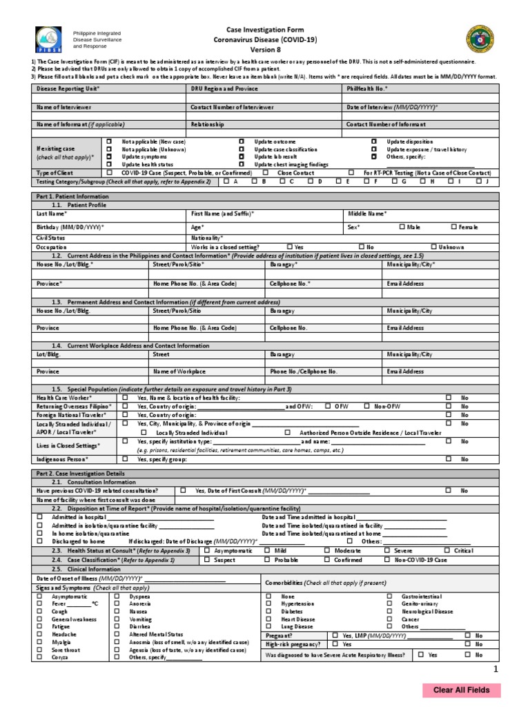 ECIF Version 8 Fillable | PDF | Pneumonia | Sepsis