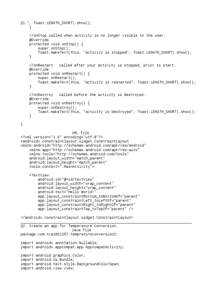 Basic Programming | PDF | Android (Operating System) | Java ...