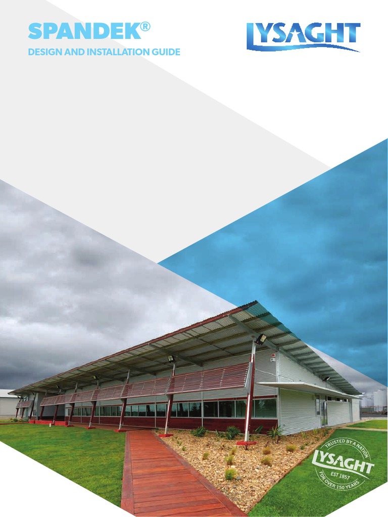 Spandek: Design and Installation Guide | PDF | Roof | Sheet Metal