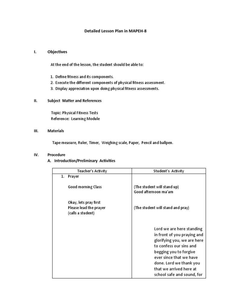 Detailed Lesson Plan in MAPEH-8: II. Subject Matter and References ...