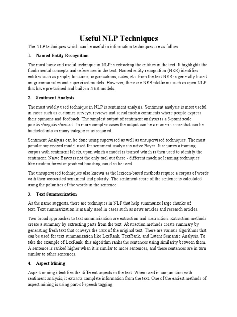 Useful NLP Techniques: 1. Named Entity Recognition | PDF | Information Science | Systems Science