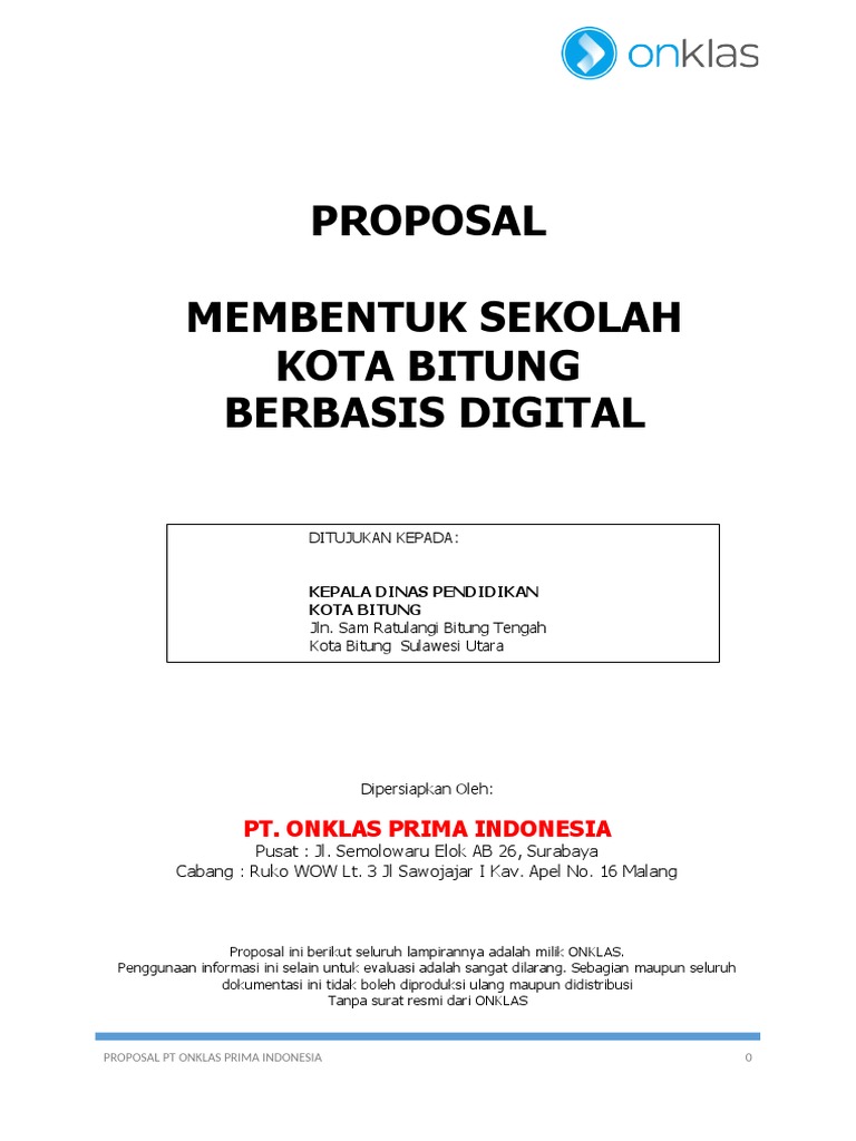 Proposal Onklas Bitung | PDF