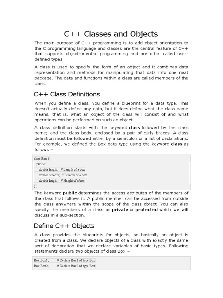 Objects and Classes | PDF | Class (Computer Programming) | Inheritance ...