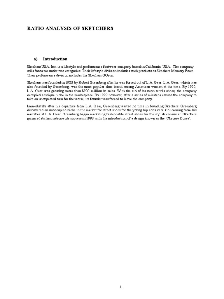 Ratio Analysis of Sketchers | PDF | Equity (Finance) | Leverage (Finance)