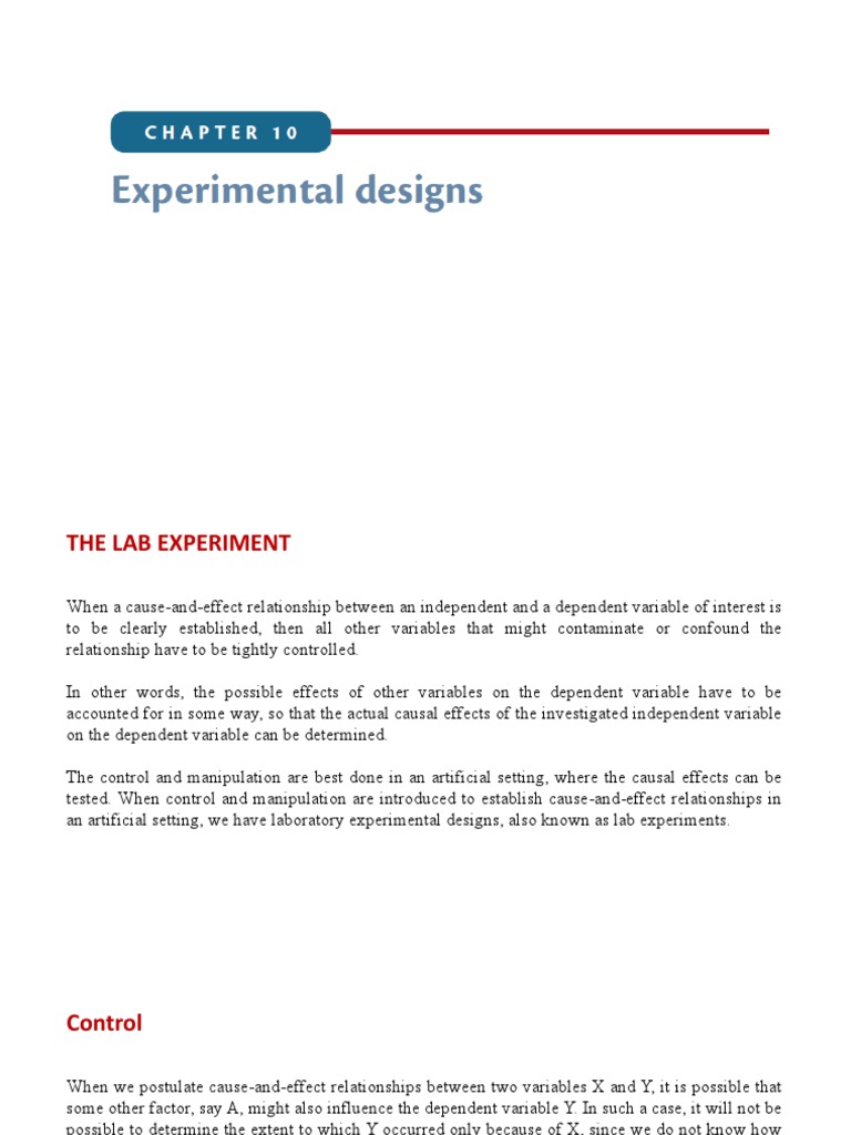Chapter 10 - Experimental Designs | PDF | Experiment | Validity (Statistics)