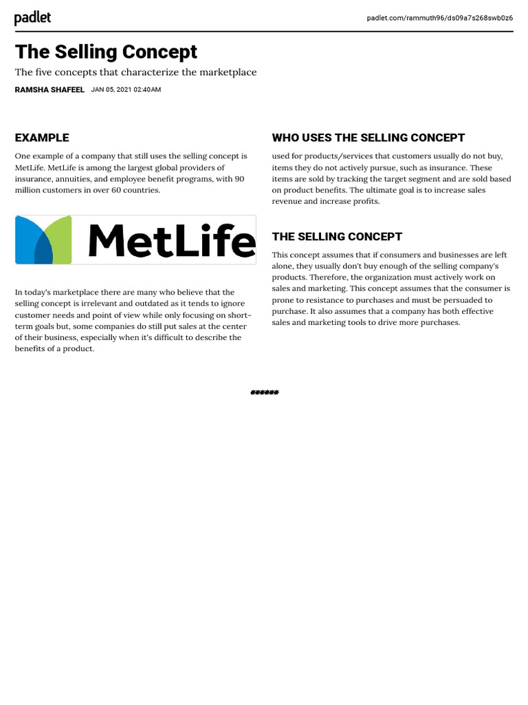 Example Who Uses The Selling Concept | PDF