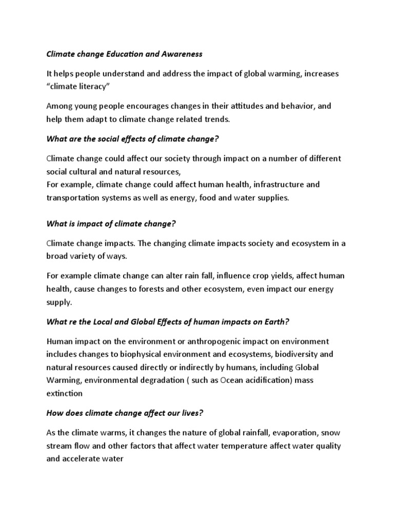 Climate Change Education and Awareness | PDF